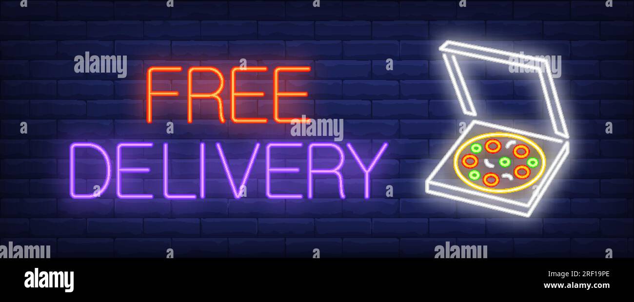 Free delivery neon sign Stock Vector Image & Art - Alamy