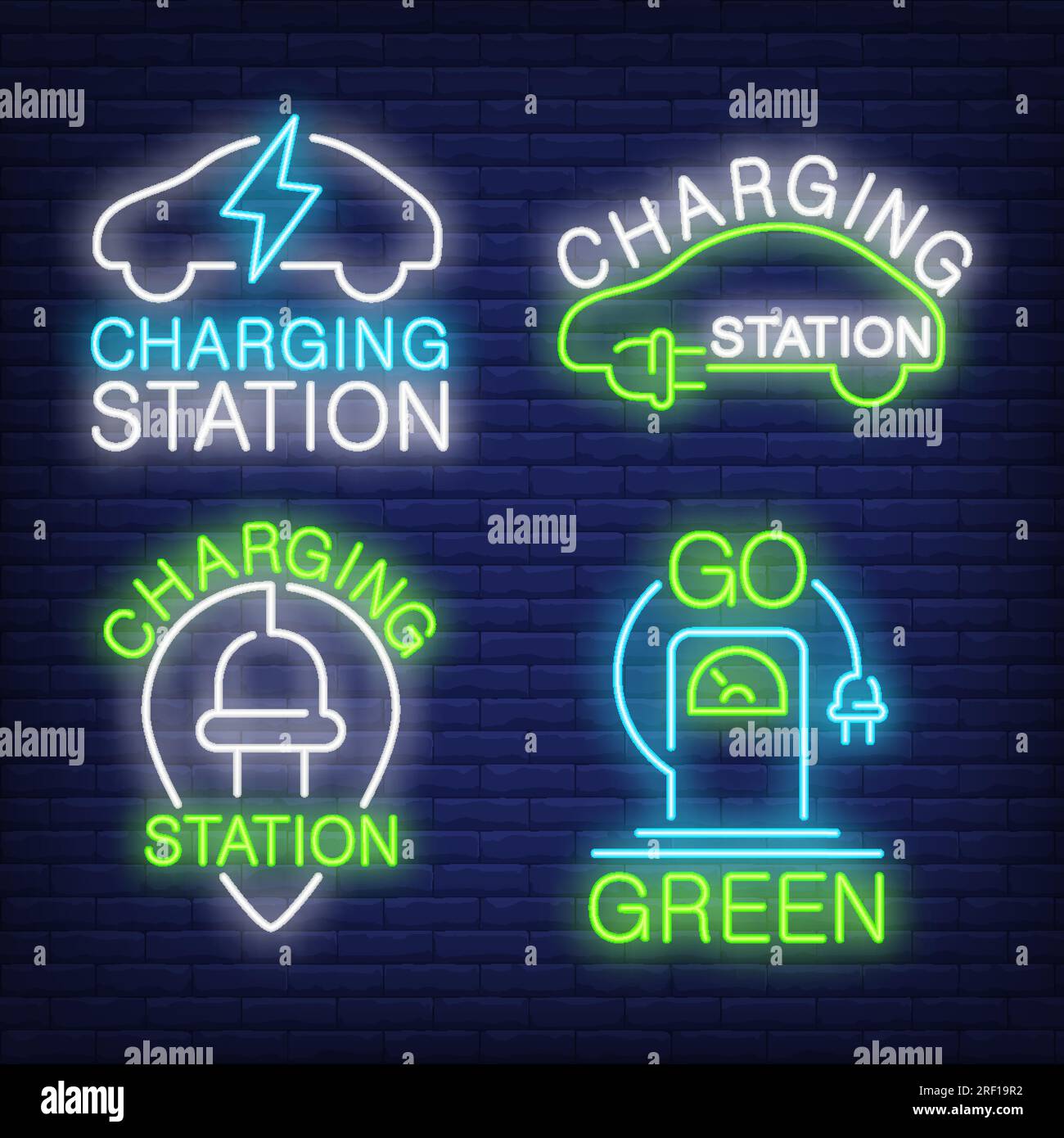 Neon icon set battery Stock Vector Images - Alamy