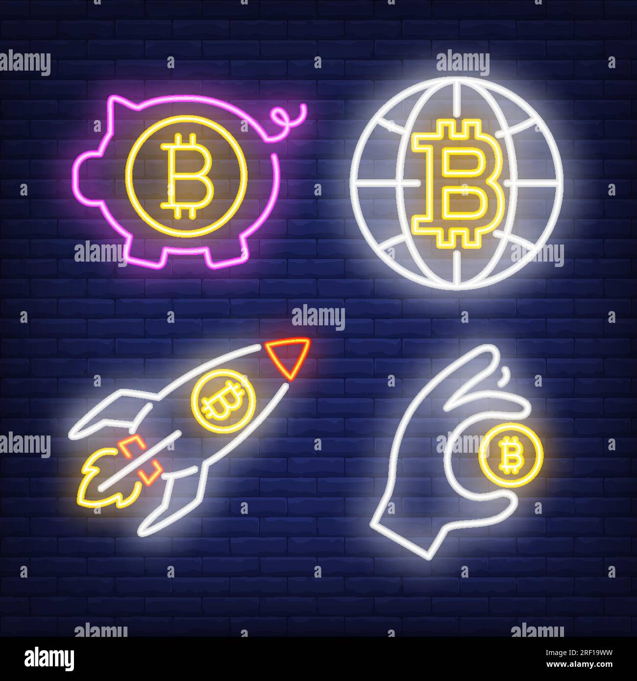 Cryptocurrency neon sign set Stock Vector Image & Art - Alamy