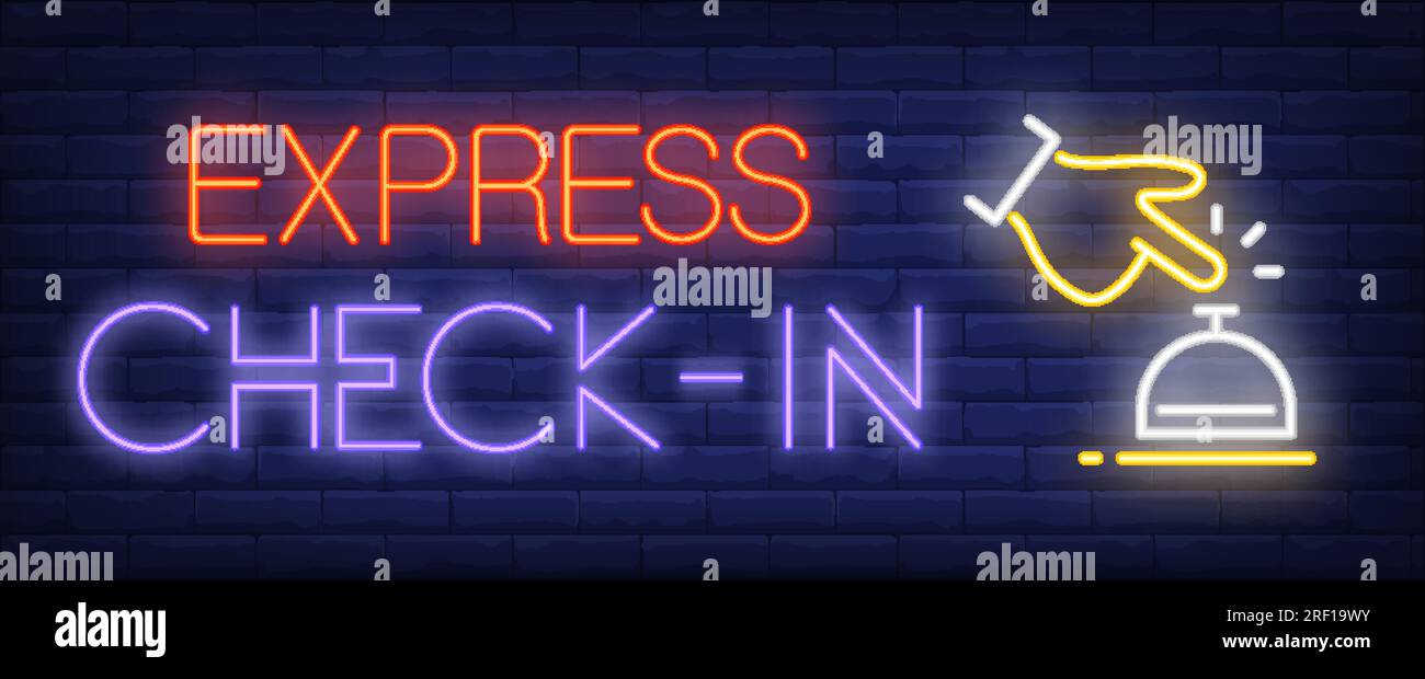 Express check-in neon sign Stock Vector Image & Art - Alamy