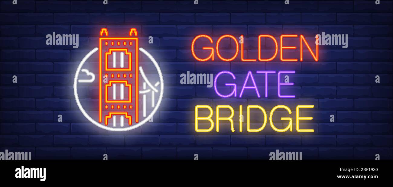 Golden gate bridge neon sign Stock Vector Image & Art - Alamy