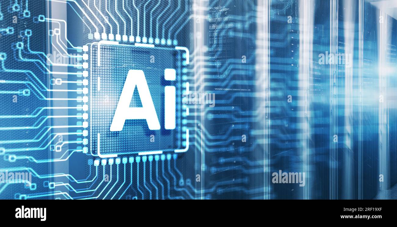 Artificial intelligence chip. Ai chipset on 3D circuit board Stock ...