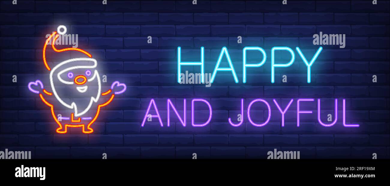 Happy and joyful neon sign Stock Vector Image & Art - Alamy