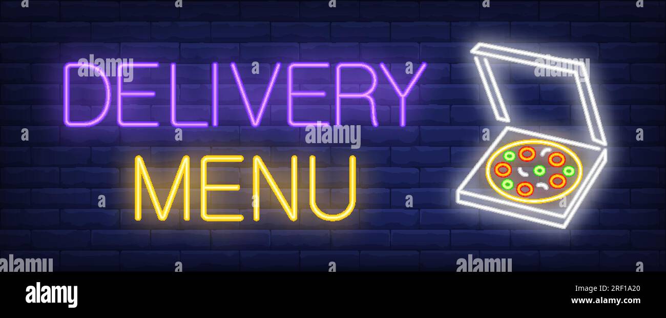 Delivery menu neon sign Stock Vector Image & Art - Alamy