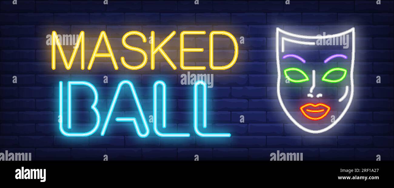 Masked ball neon sign Stock Vector Image & Art - Alamy