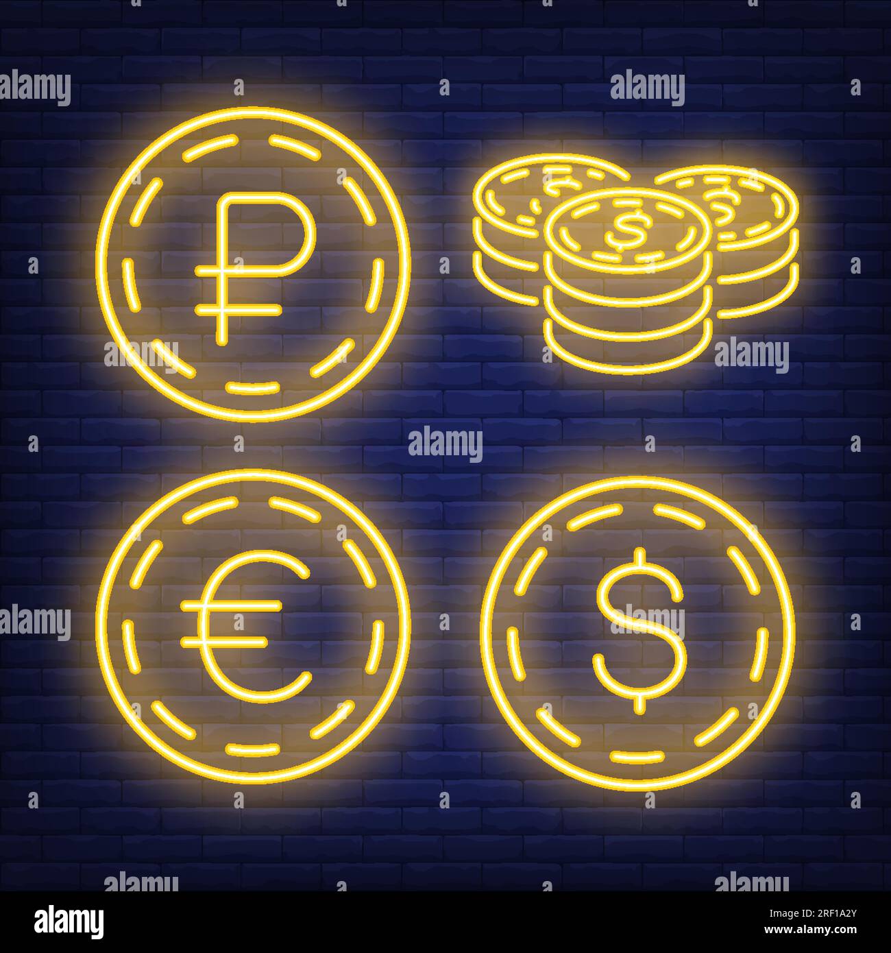Currency neon sign set Stock Vector Image & Art - Alamy