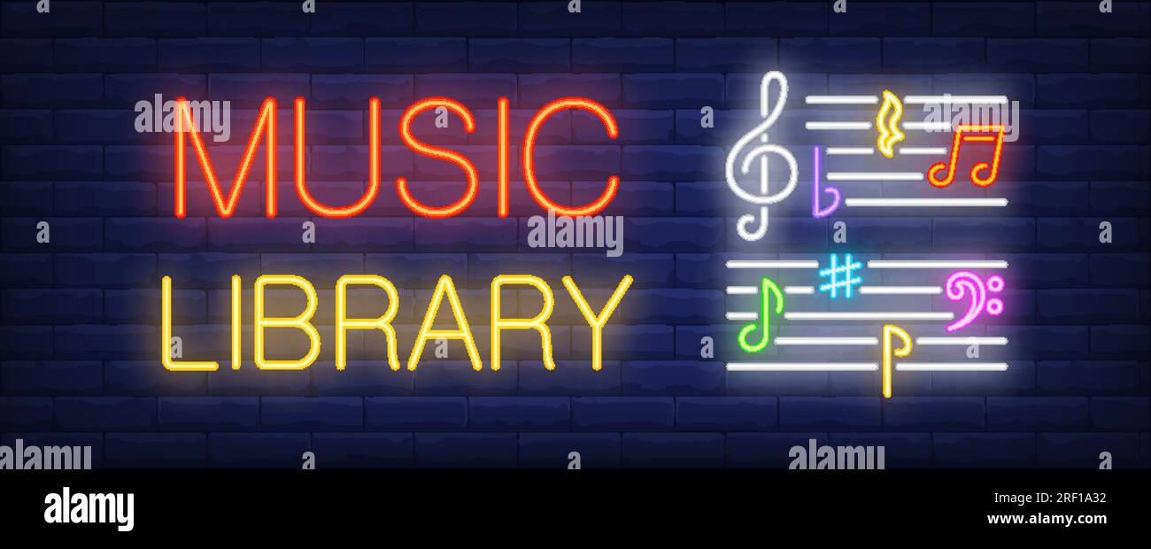 Music library neon sign Stock Vector Image & Art - Alamy