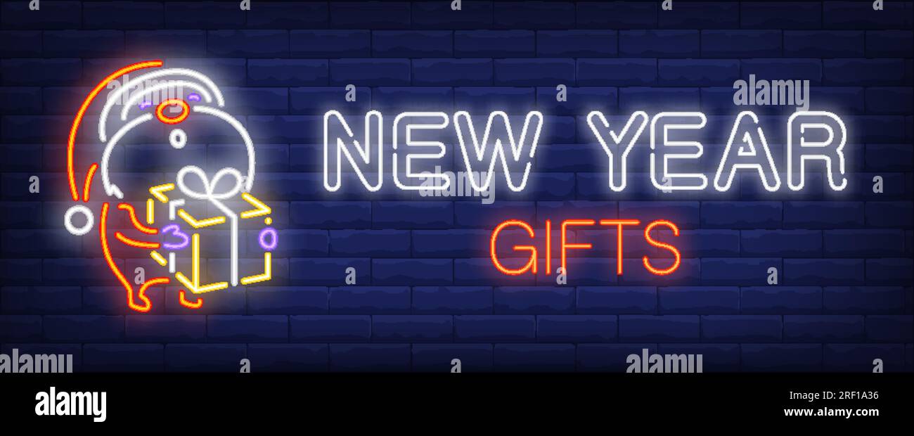 New Year gifts neon sign Stock Vector Image & Art - Alamy