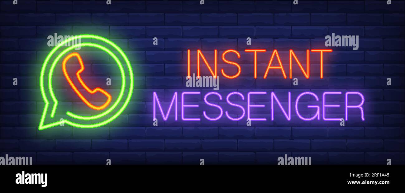 Instant messenger neon sign Stock Vector Image & Art - Alamy