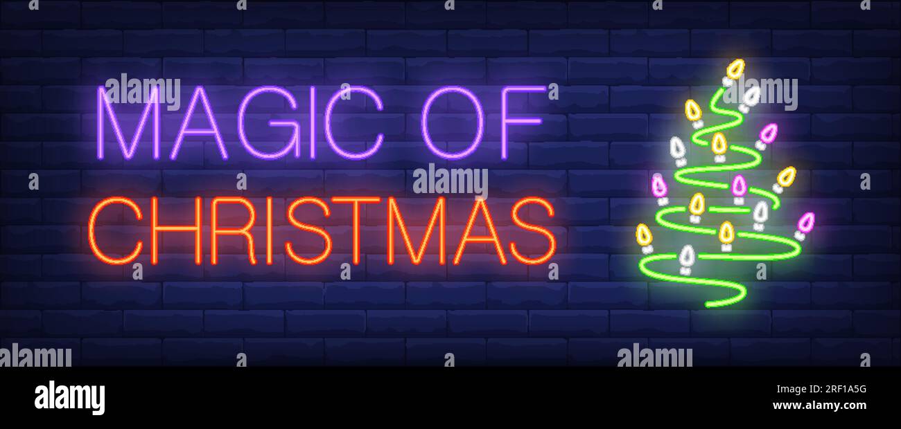 Magic of Christmas neon sign Stock Vector Image & Art - Alamy