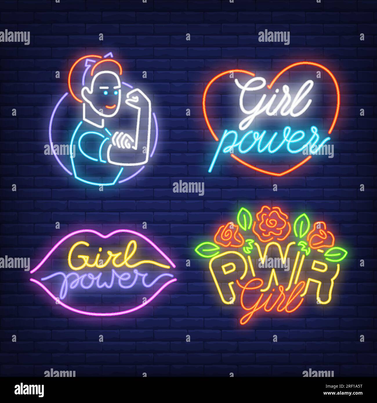 Girl power neon sign set Stock Vector Image & Art - Alamy