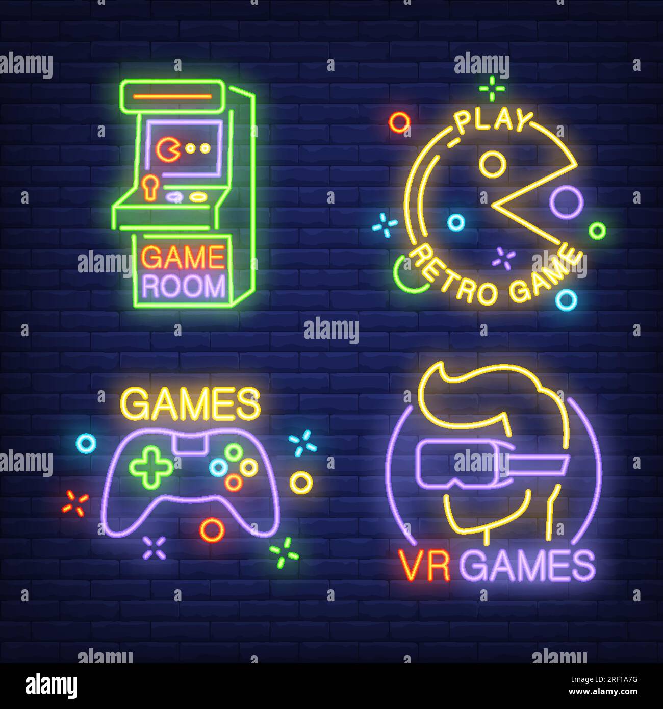 Game room neon sign set Stock Vector Image & Art - Alamy