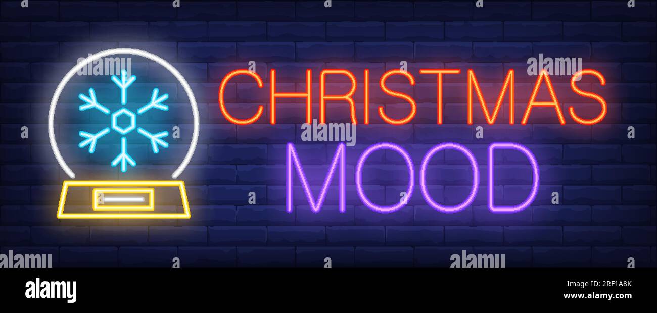 Christmas mood neon text with snow globe Stock Vector Image & Art - Alamy