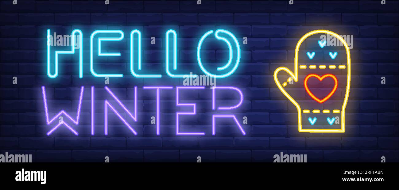 Hello winter neon sign Stock Vector Image & Art - Alamy