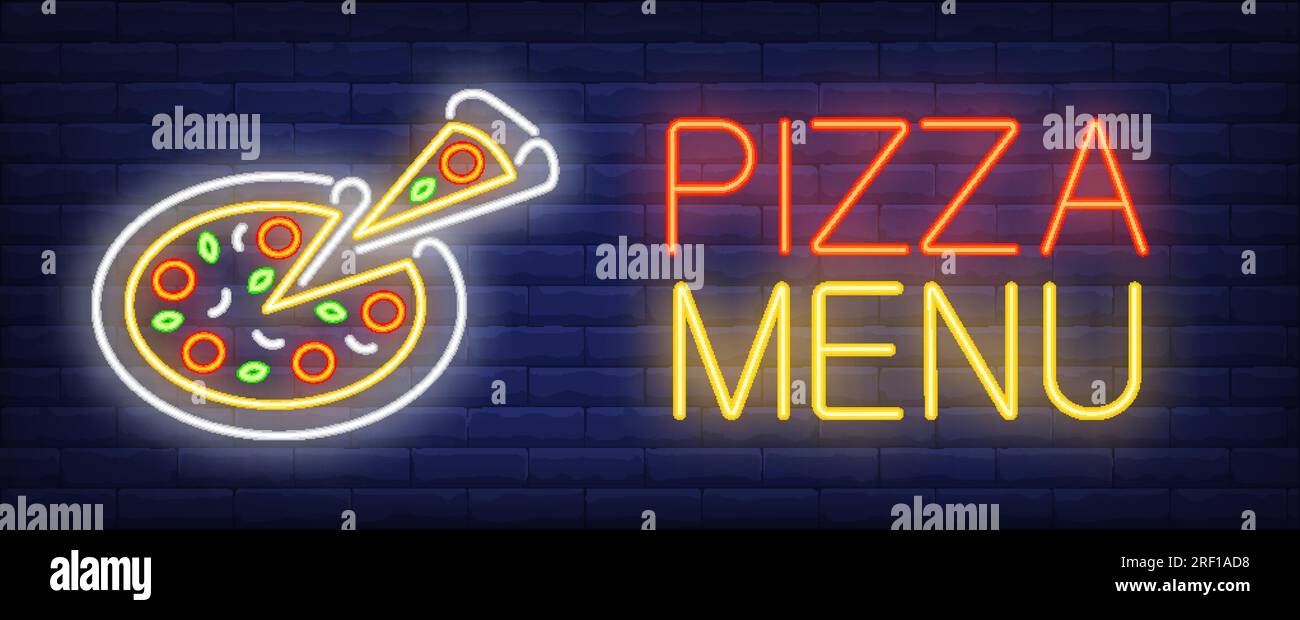 Neon pizza logo Stock Vector Images - Alamy