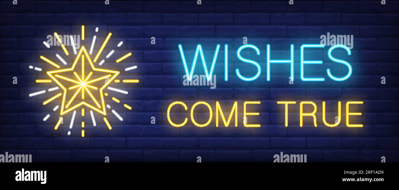 Wishes come true neon sign Stock Vector Image & Art - Alamy