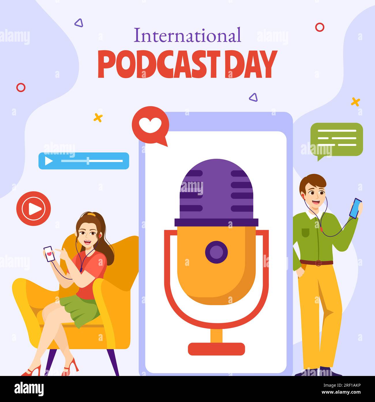 Podcast Day Social Media Illustration Flat Cartoon Hand Drawn Templates ...