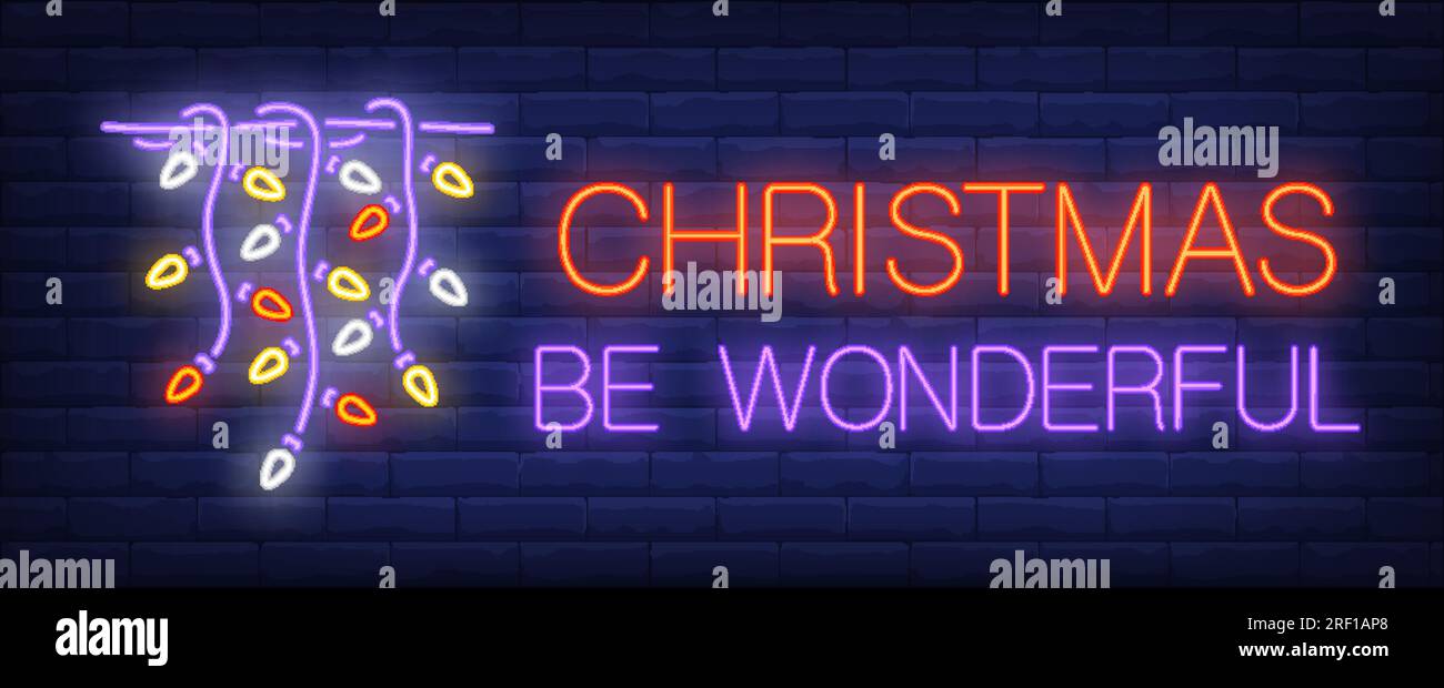 Christmas be wonderful neon sign Stock Vector Image & Art - Alamy