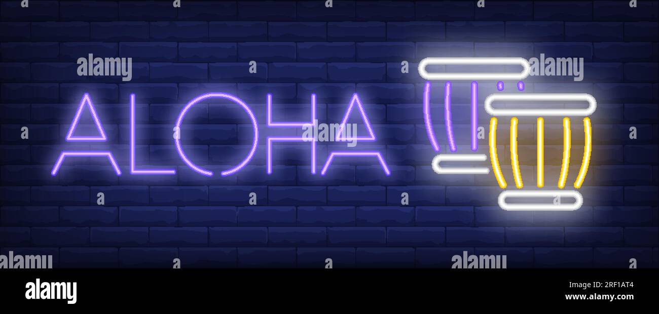 Aloha neon text with ethnic drums Stock Vector Image & Art - Alamy