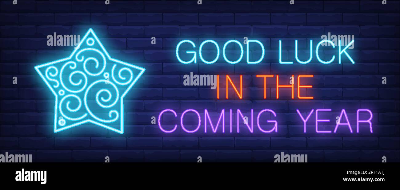 Neon good luck sign hi-res stock photography and images - Alamy