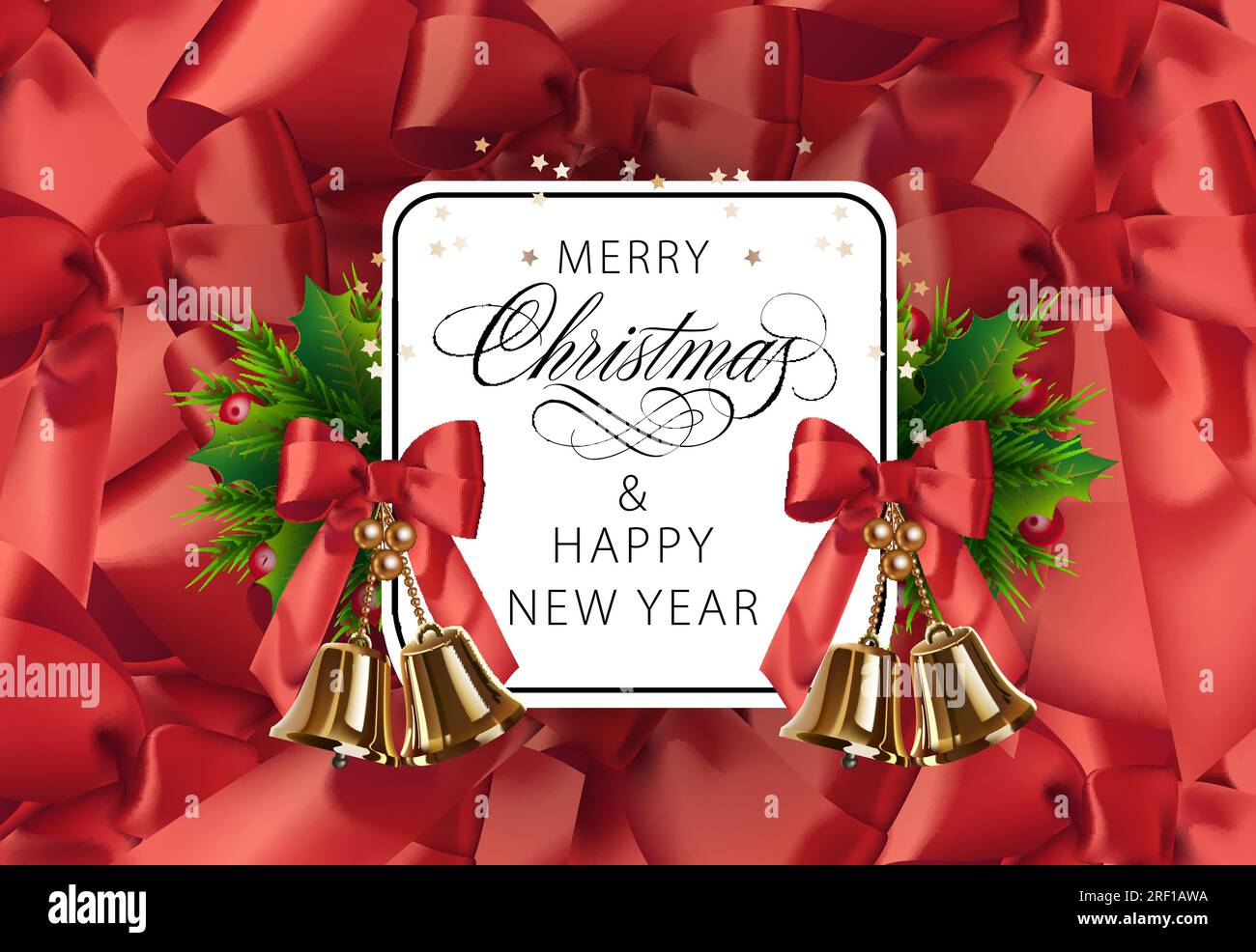 Merry Christmas and Happy New Year postcard design Stock Vector Image ...