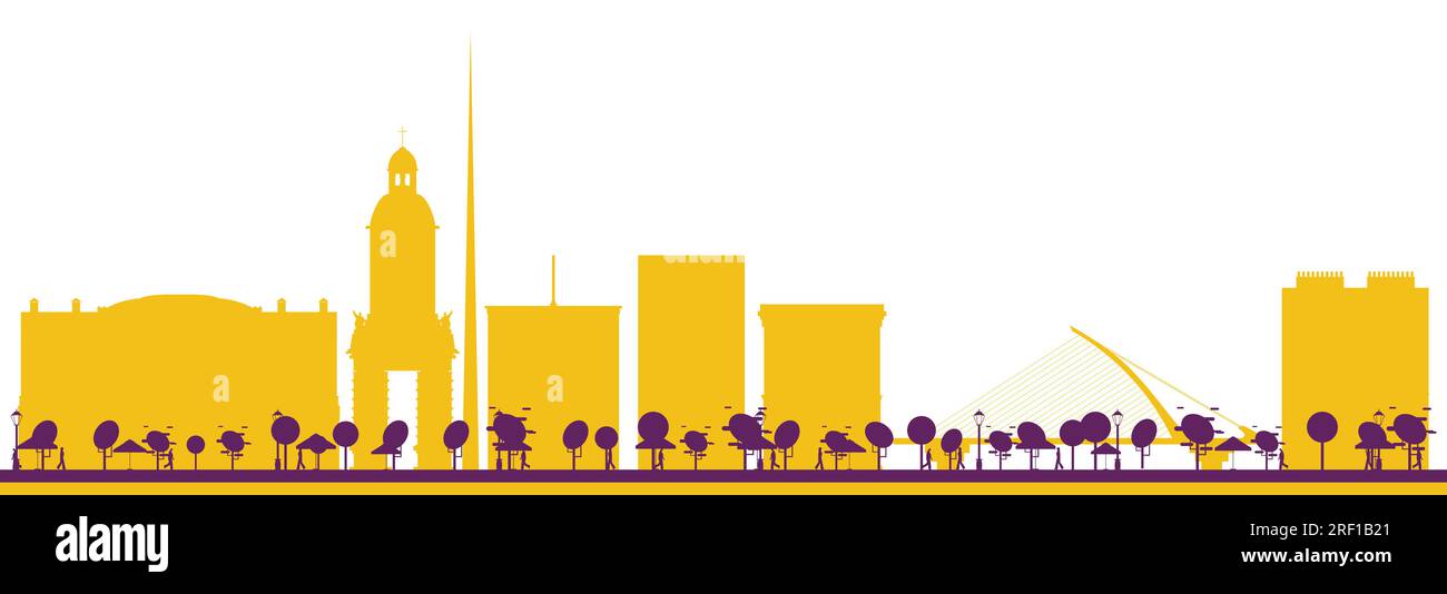 Abstract Dublin Ireland City Skyline Silhouette with Color Buildings ...