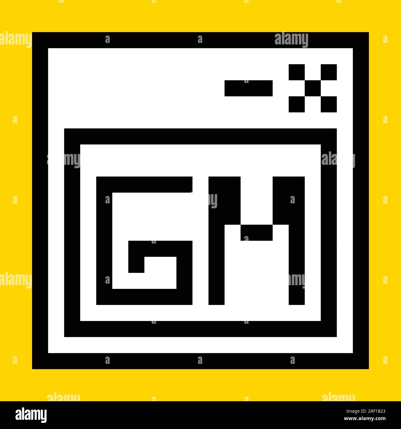 Good morning or abbreviated GM inside of window interface. Pixel art ...
