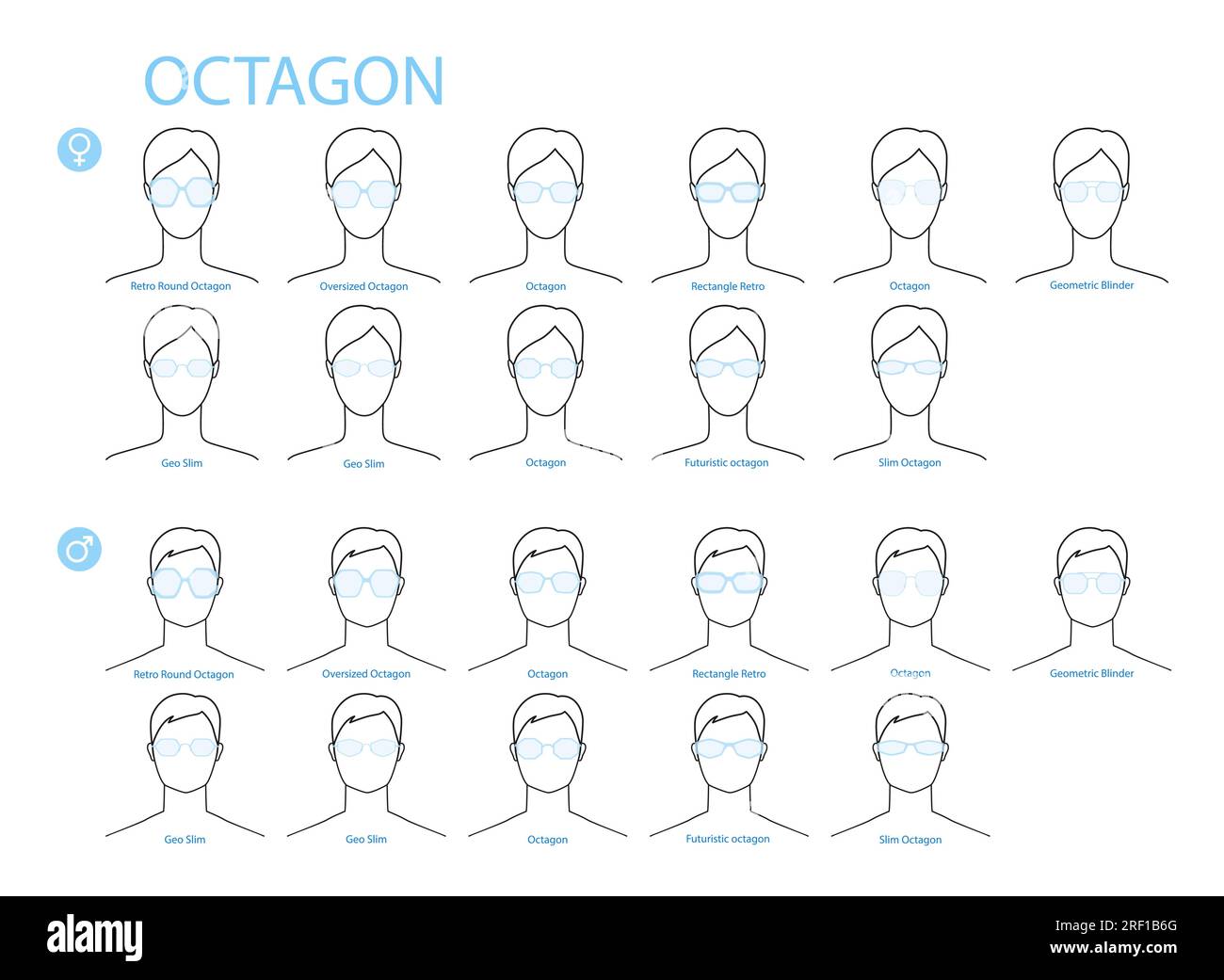 Set of Octagon frame glasses fashion accessory illustration. Sunglass ...