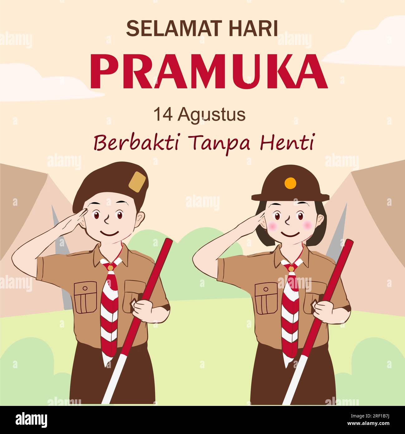Happy Scout Day August 14 Indonesian Festival Day. Selamat Hari Pramuka ...