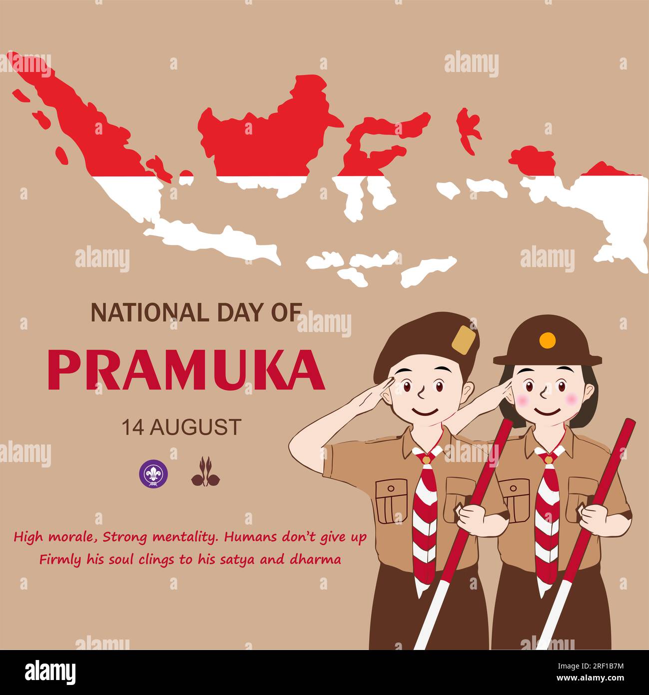 Happy Scout Day August 14 Indonesian Festival Day. Selamat Hari Pramuka ...