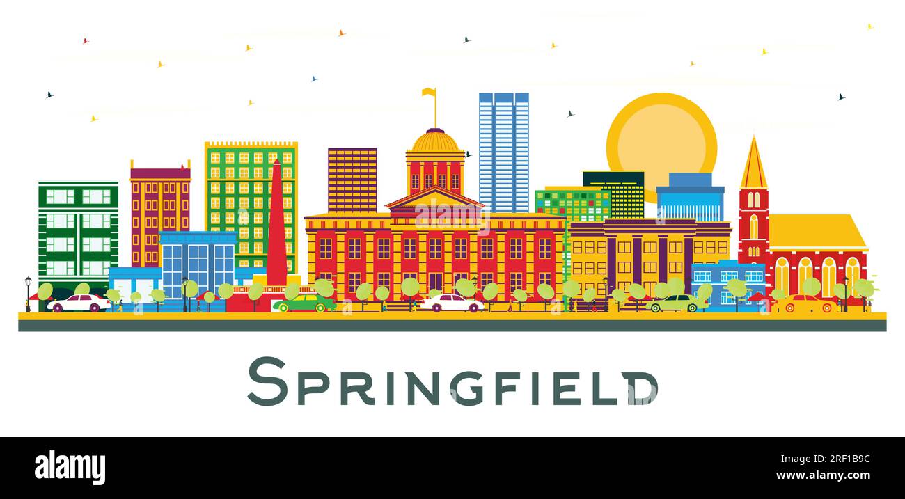 Springfield city Skyline with Color Buildings isolated on white. Vector ...