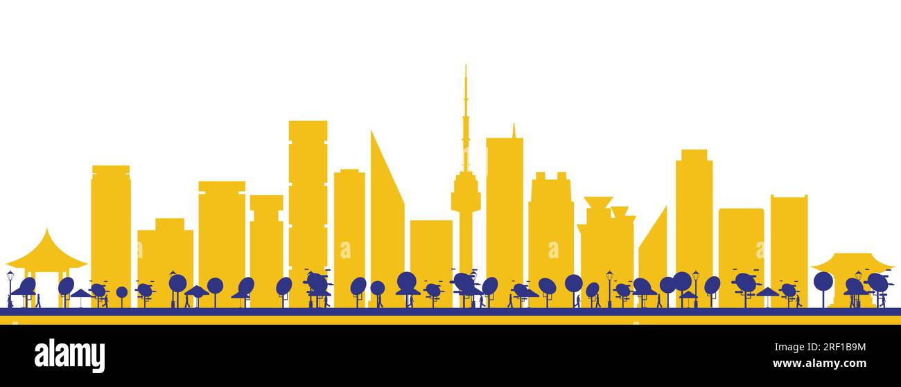 Abstract Seoul South Korea City Skyline Silhouette with Color Buildings ...