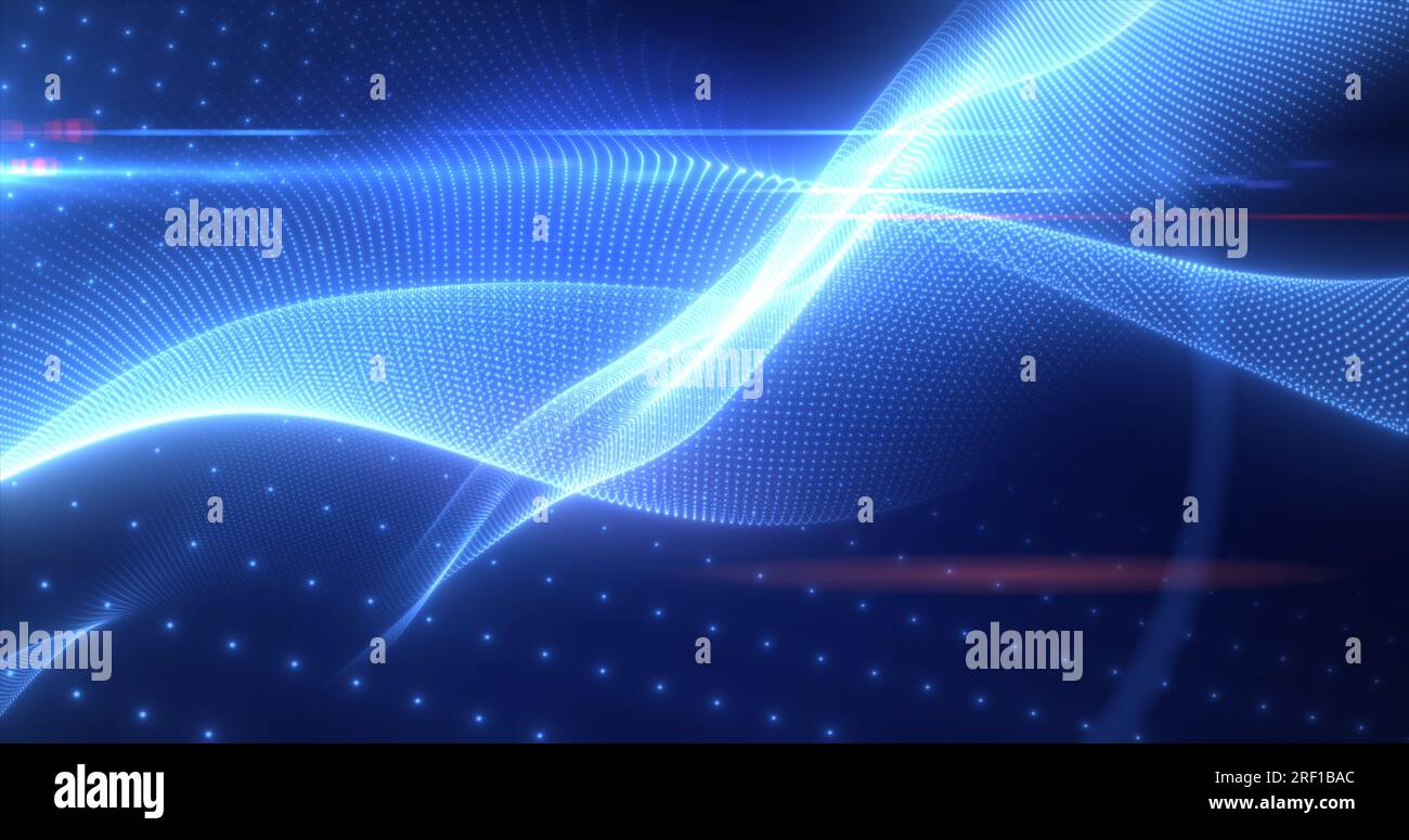 Blue glowing magic waves from energy particles abstract background ...