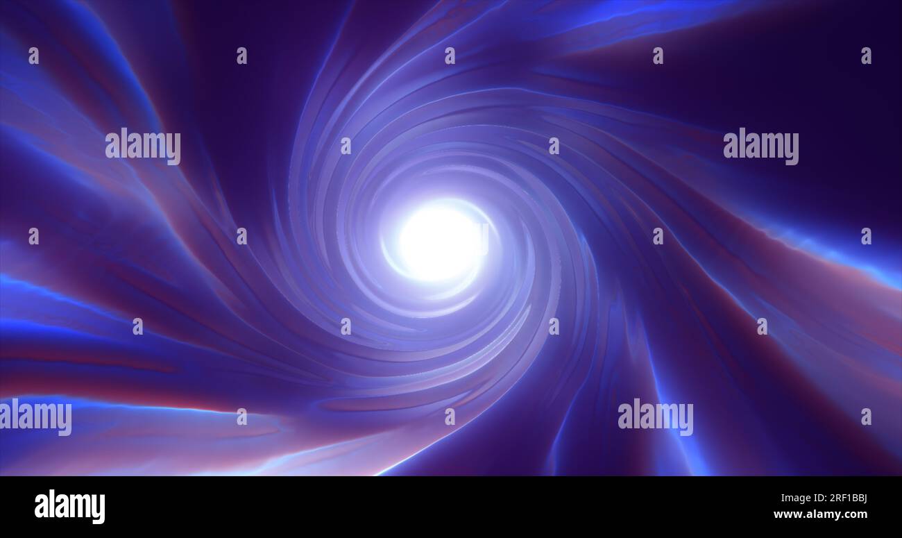 Abstract purple blue tunnel twisted swirl of cosmic hyperspace magical bright glowing futuristic ...