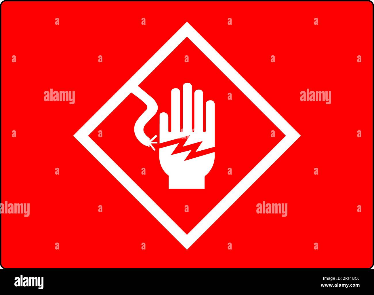 High Voltage Warning Sign Electrical Symbol Hand Shock Stock Vector ...