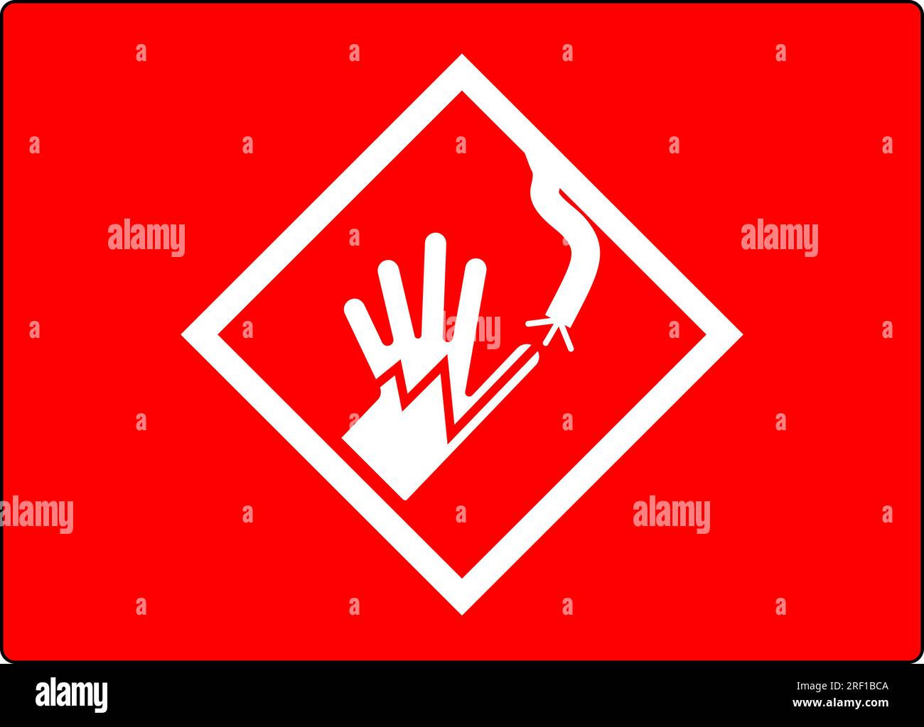 High Voltage Warning Sign Electrical Symbol Hand Shock Stock Vector ...