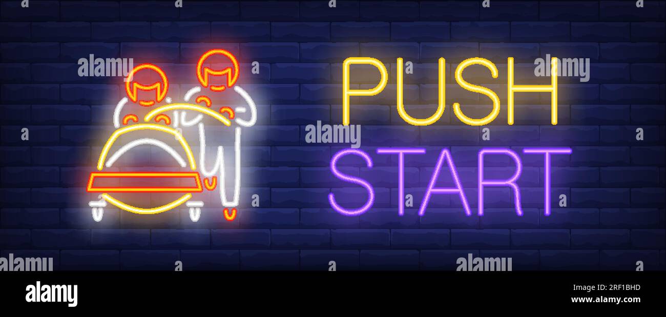Push start neon sign Stock Vector Image & Art - Alamy