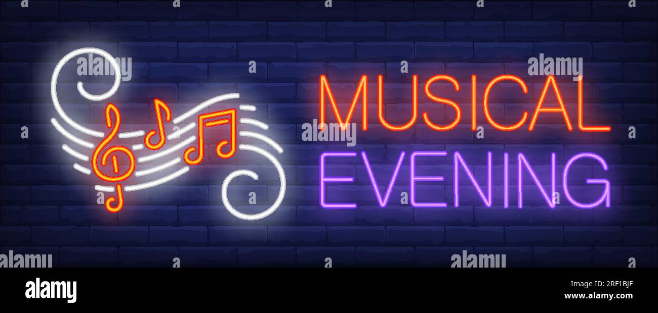 Musical evening neon sign Stock Vector Image & Art - Alamy