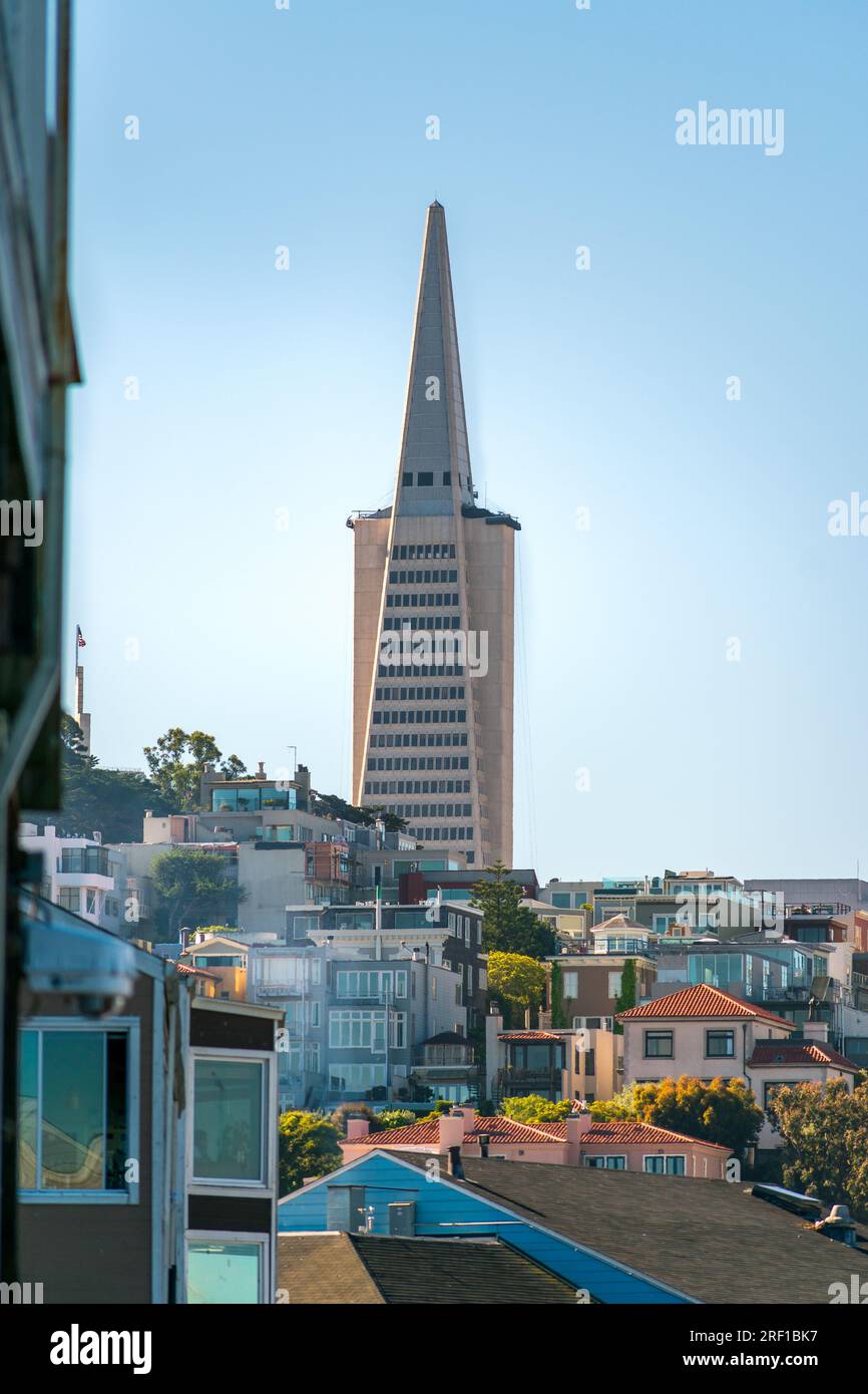 The Transamerica Pyramid towers over the San Francisco skyline, a ...
