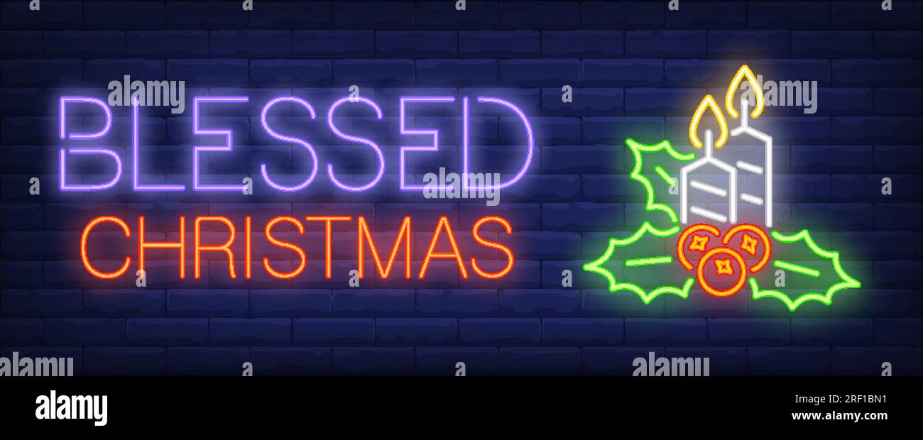 Blessed Christmas neon sign Stock Vector Image & Art - Alamy