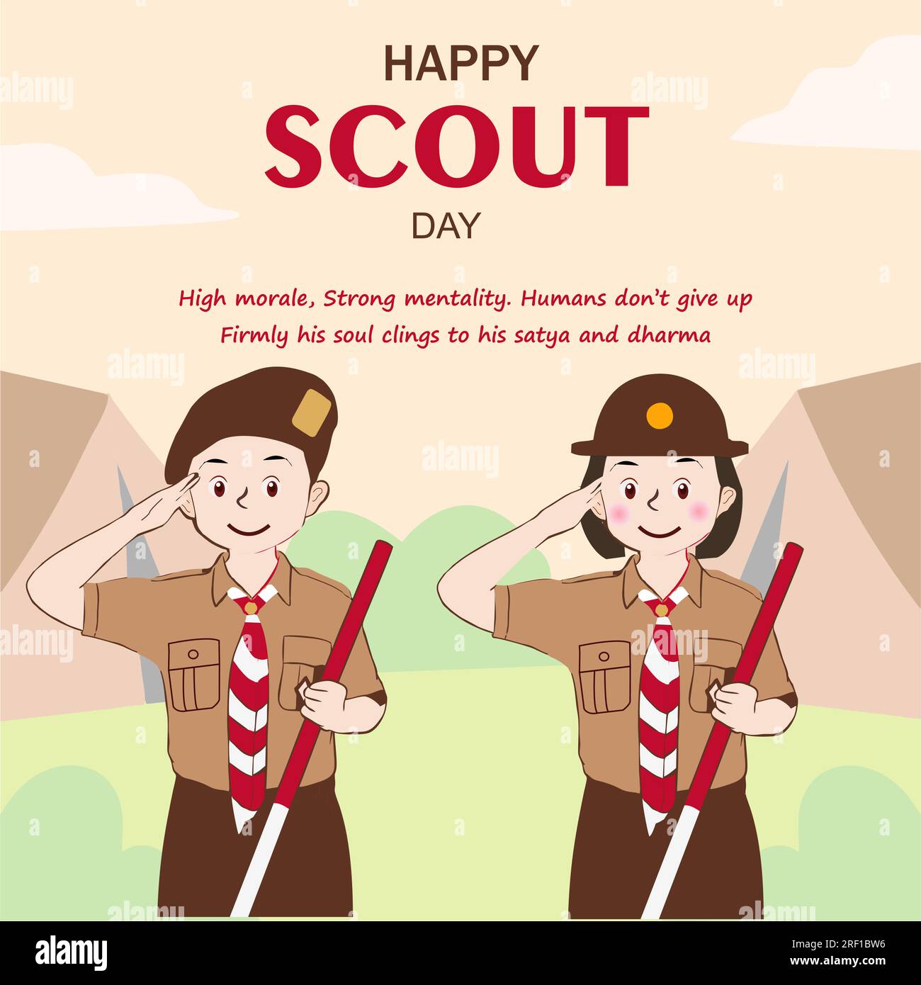 Happy Scout Day August 14 Indonesian Festival Day. Selamat Hari Pramuka ...