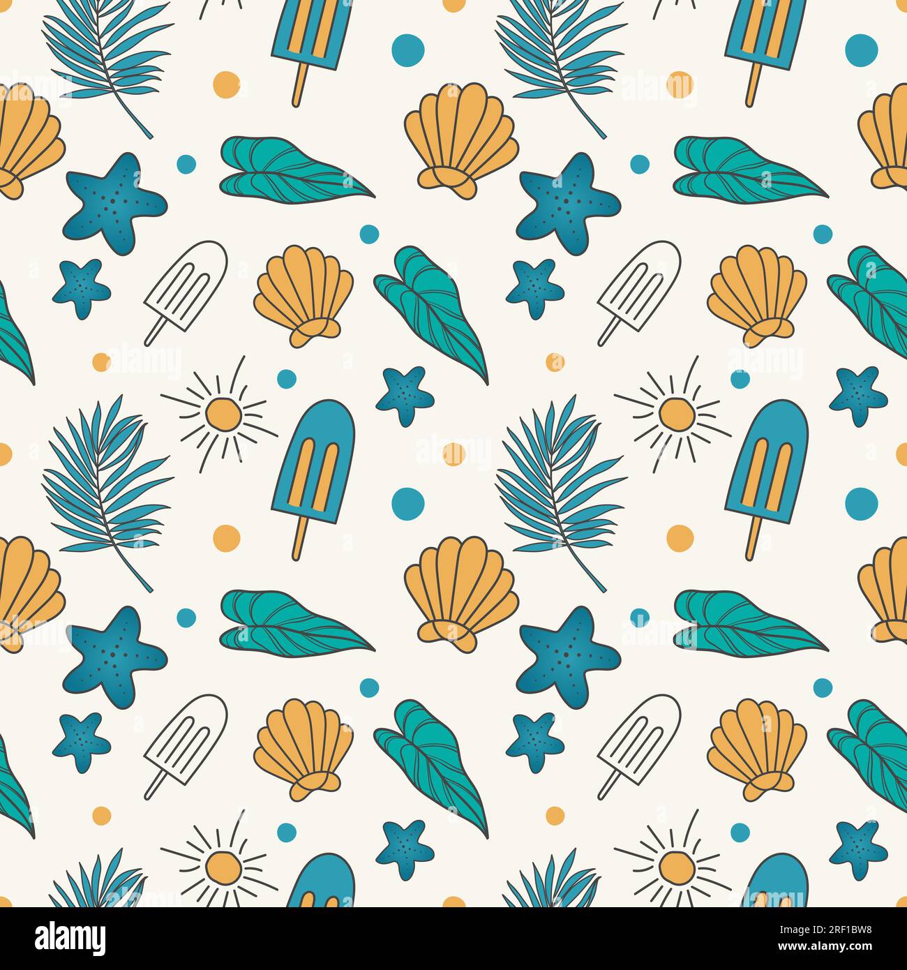 Colorful seamless summer pattern background with tropical leaves ice ...