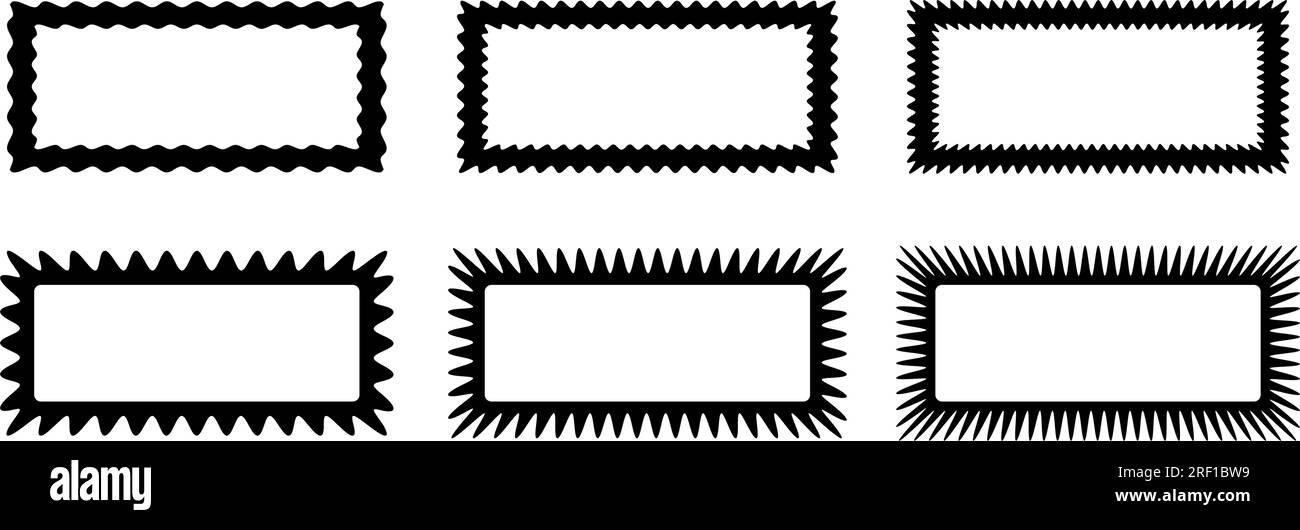 Zig zag edge rectangle frames collection. Jagged rectangular borders ...