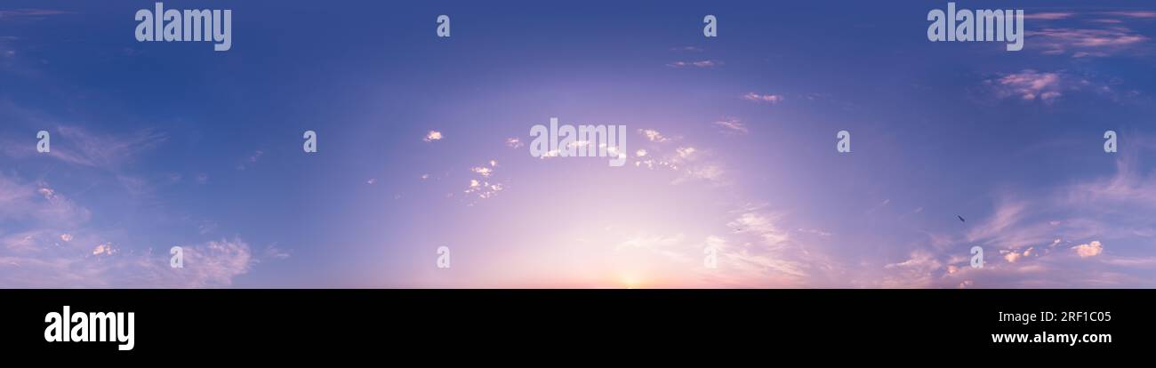 Lavender or lilac color sky panorama with Cirrus clouds. Seamless hdr ...