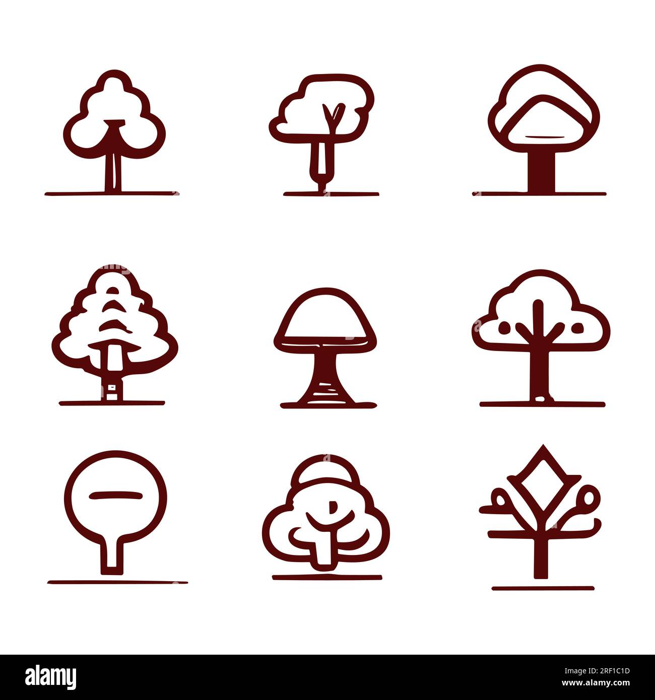 Tree line art vector icon set Stock Vector Image & Art - Alamy