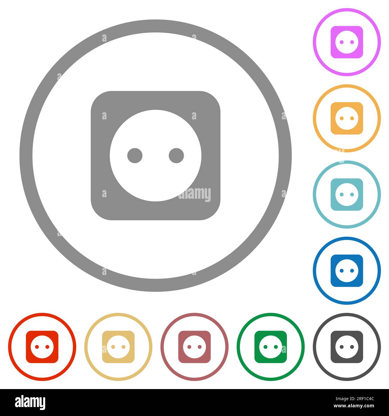 Electrical socket with one outlet solid flat color icons in round ...