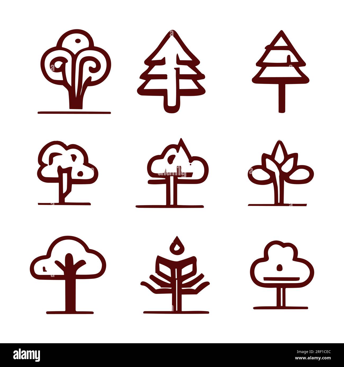 Tree line art vector icon set Stock Vector Image & Art - Alamy