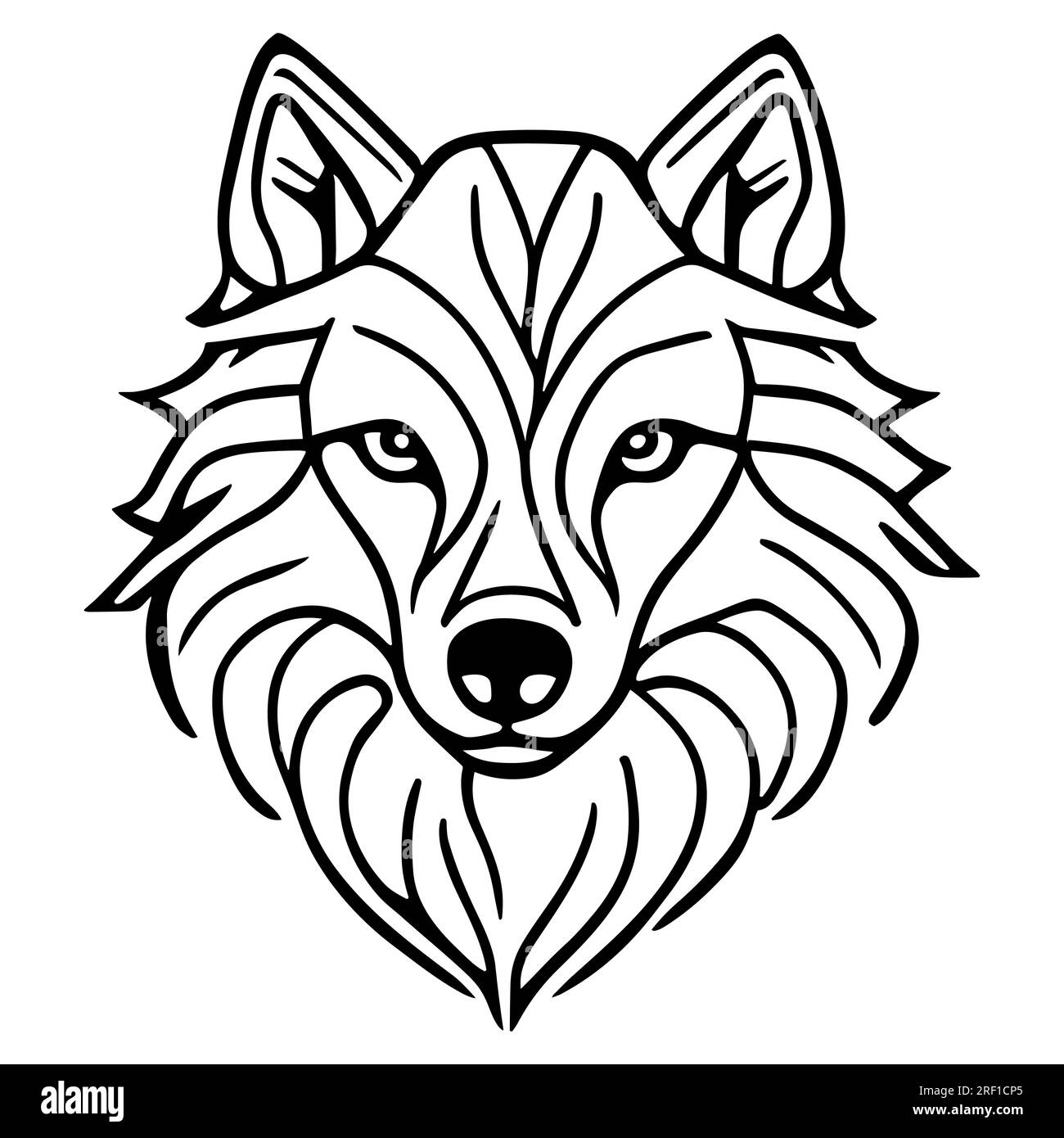 Free vector hand drawn wolf outline illustration Stock Vector Image ...
