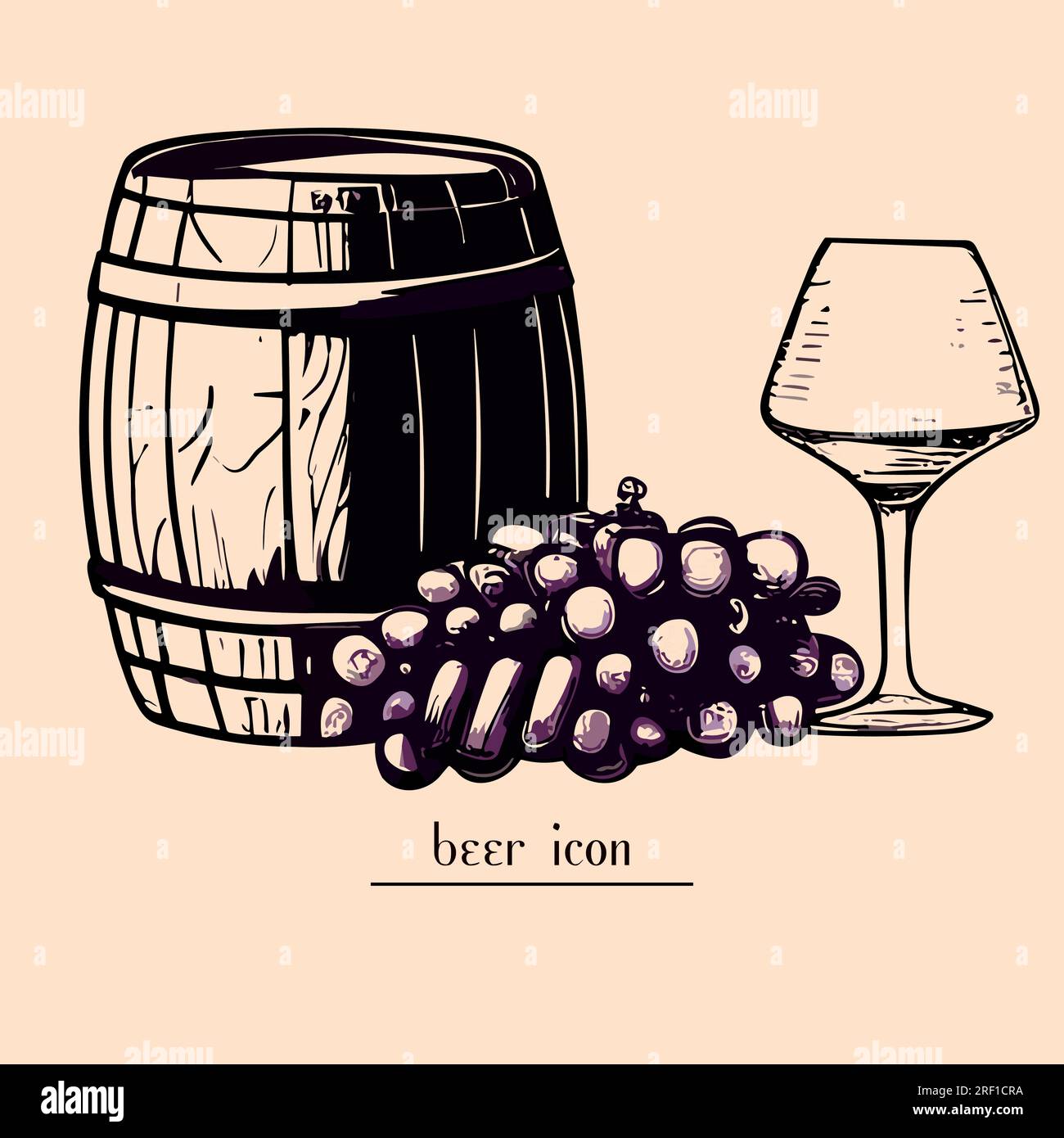 Free vector set of wine making elements (barrel, grapes, bottle etc ...