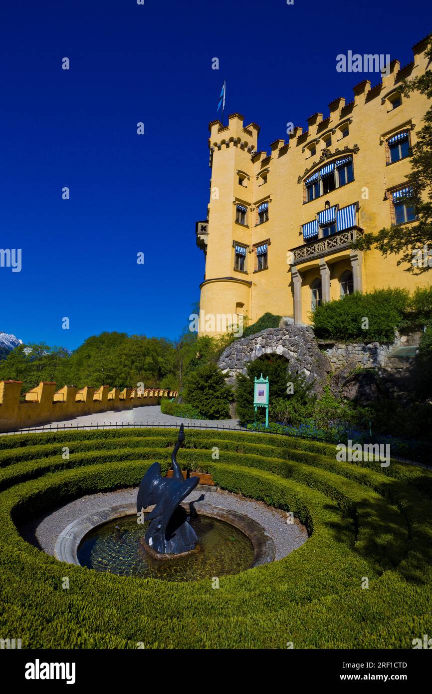 Exterior view of Hohenschwangau Castle in Schwangau village, Fussen ...
